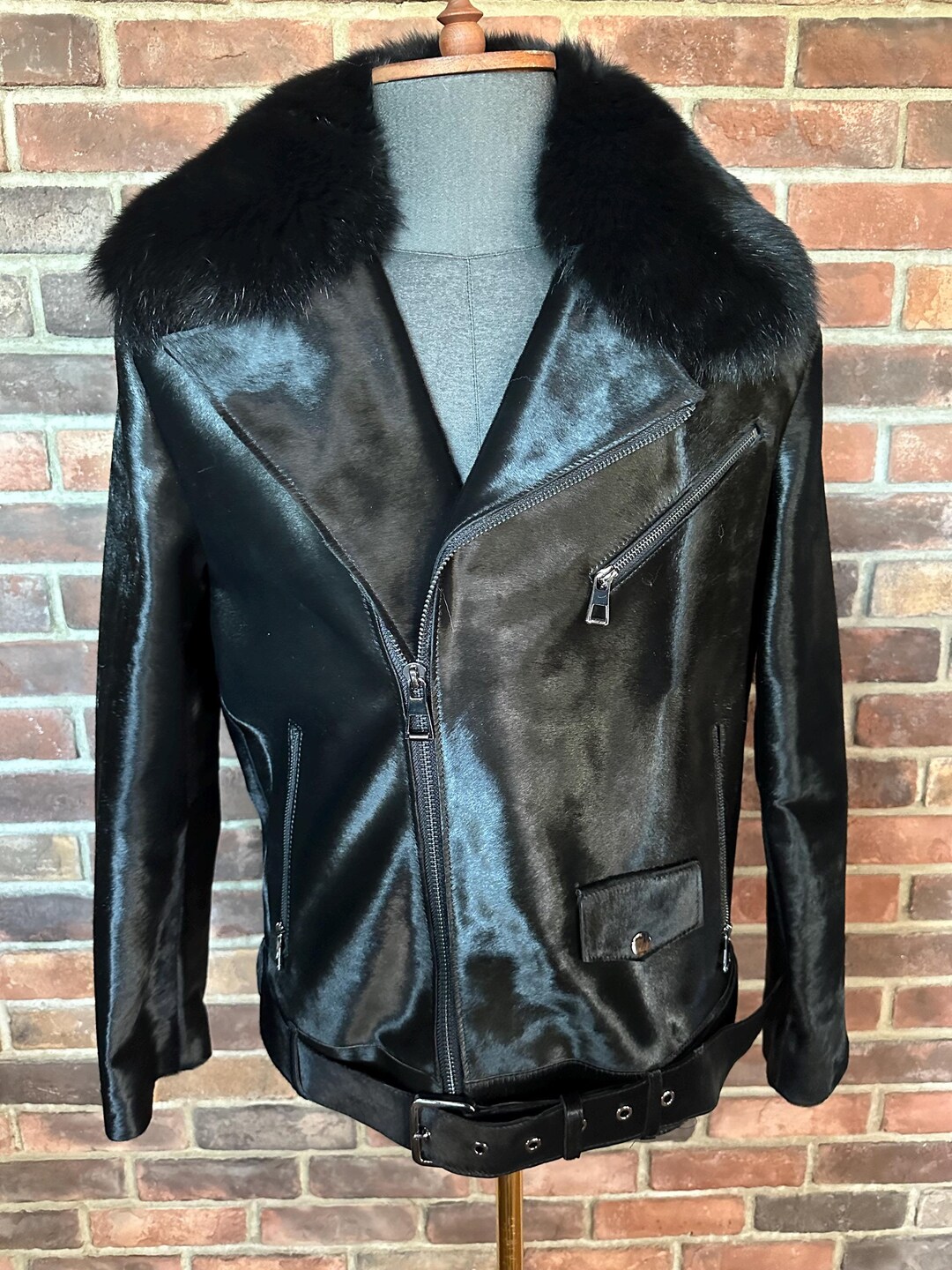 Handmade Men's Black Genuine Cavallino (calf Hair) Jacket With ...