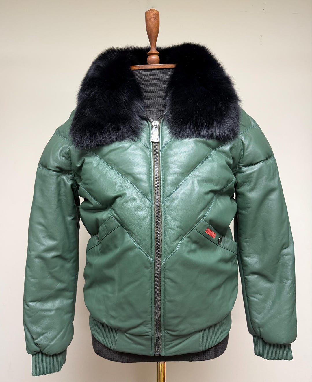 Original Goose Country Men's V-bomber Lambskin Leather & Goose Down ...