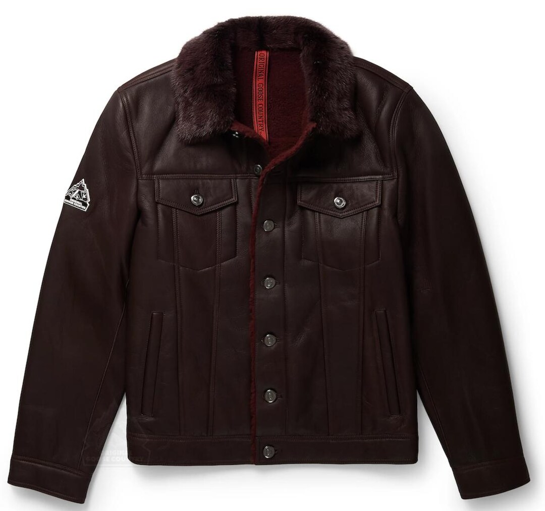Original Goose Country Handmade Burgundy Shearling Jacket: Genuine ...