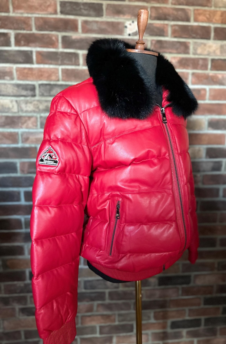 Original Goose Country Men's Red Lambskin Leather Goose Down Jacket ...
