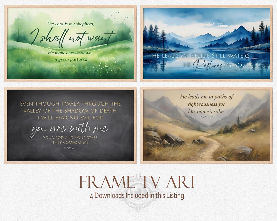 Psalm 23 Frame TV Bible Verse Modern Wall Art Samsung TV Inspirational ...