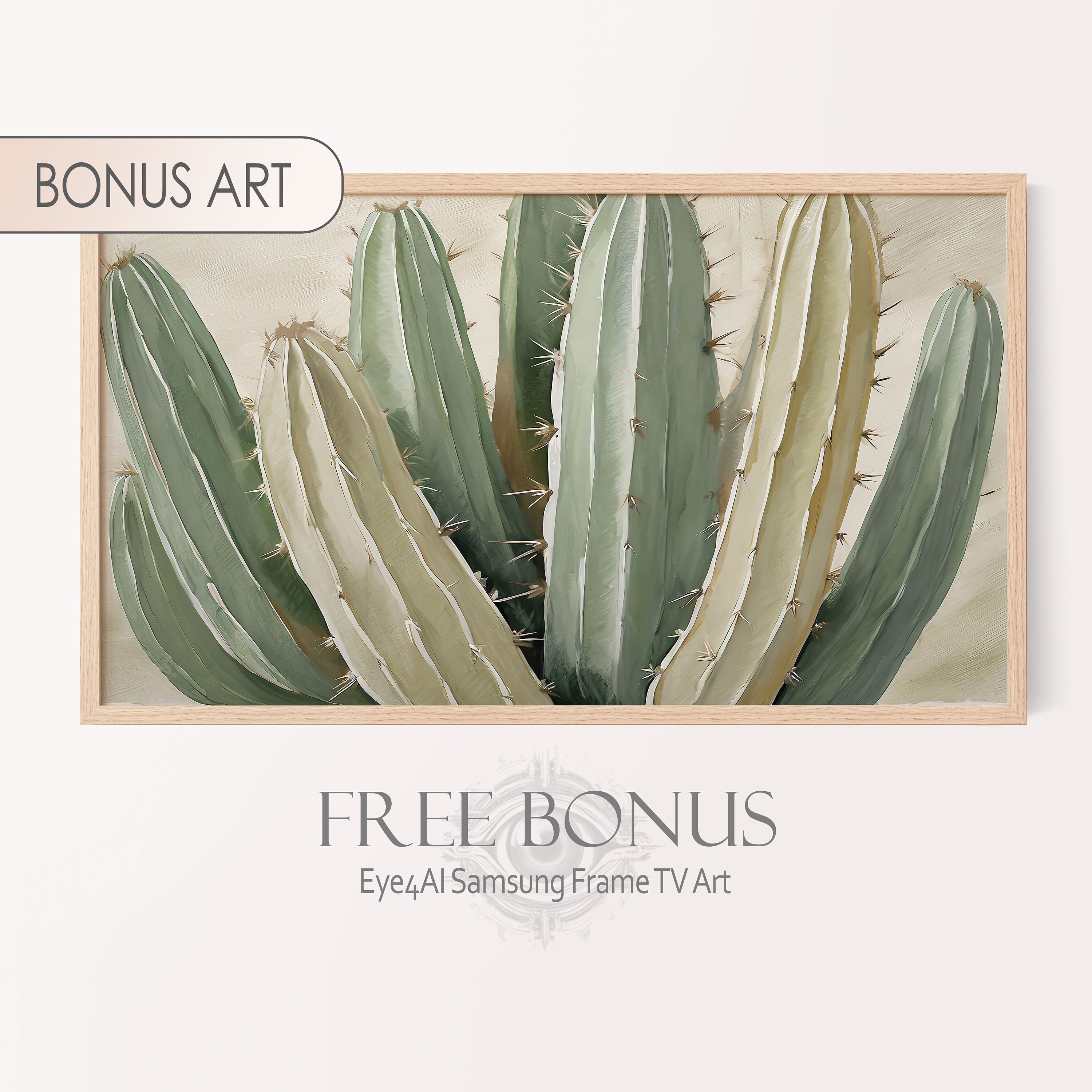 Cactus Frame TV Art Western Painting for Botanical Background on ...