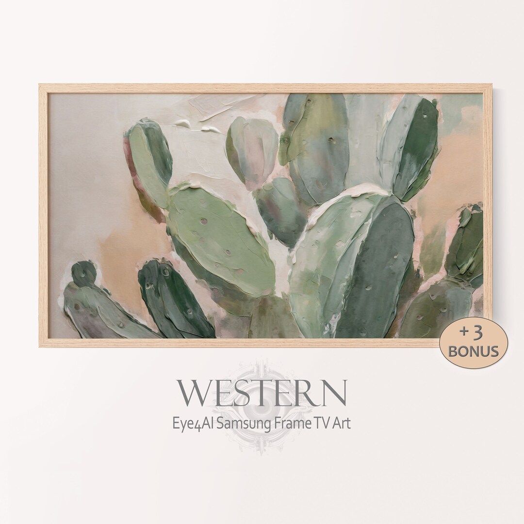 Cactus Frame TV Art Western Painting for Botanical Background on ...