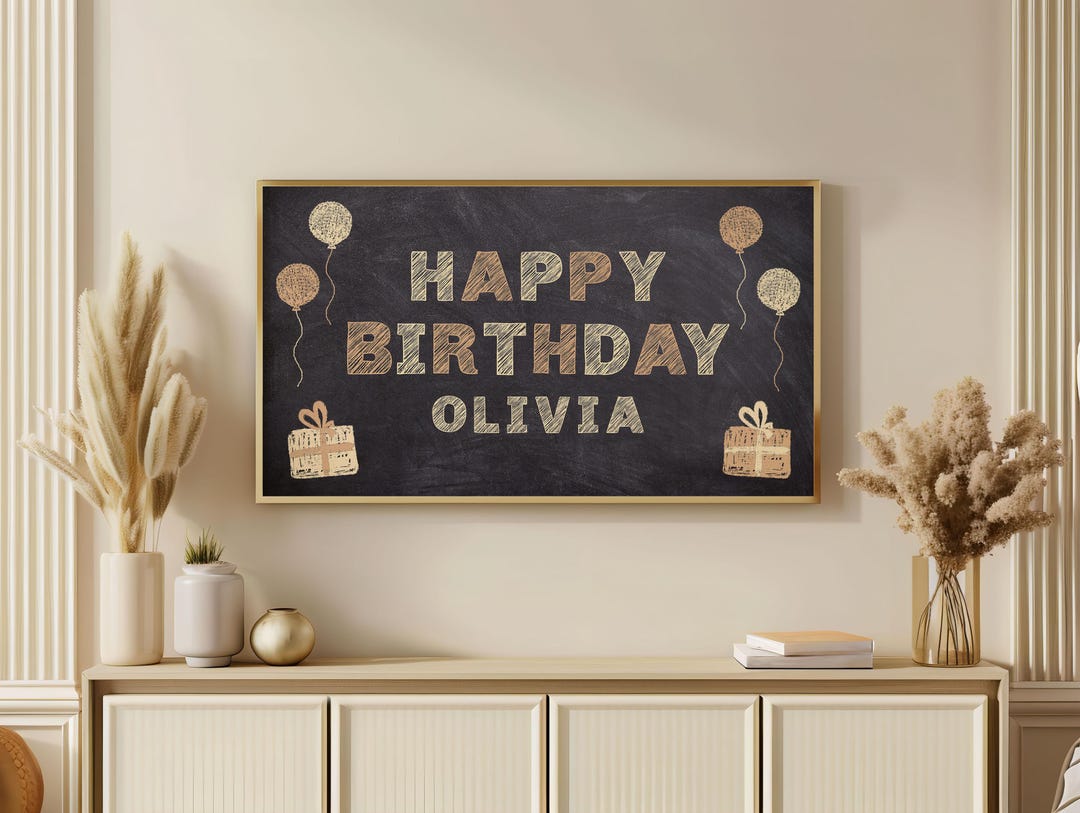 Custom Chalkboard Birthday Name Sign for Frame TV, Kids Birthday Banner ...