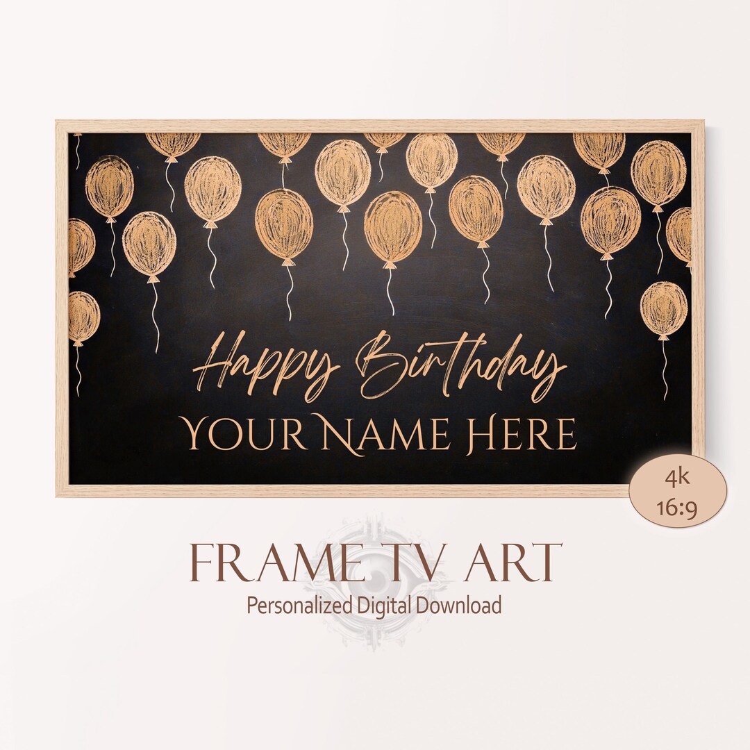 Personalized Birthday Frame TV Art Chalkboard Design, Custom Happy ...