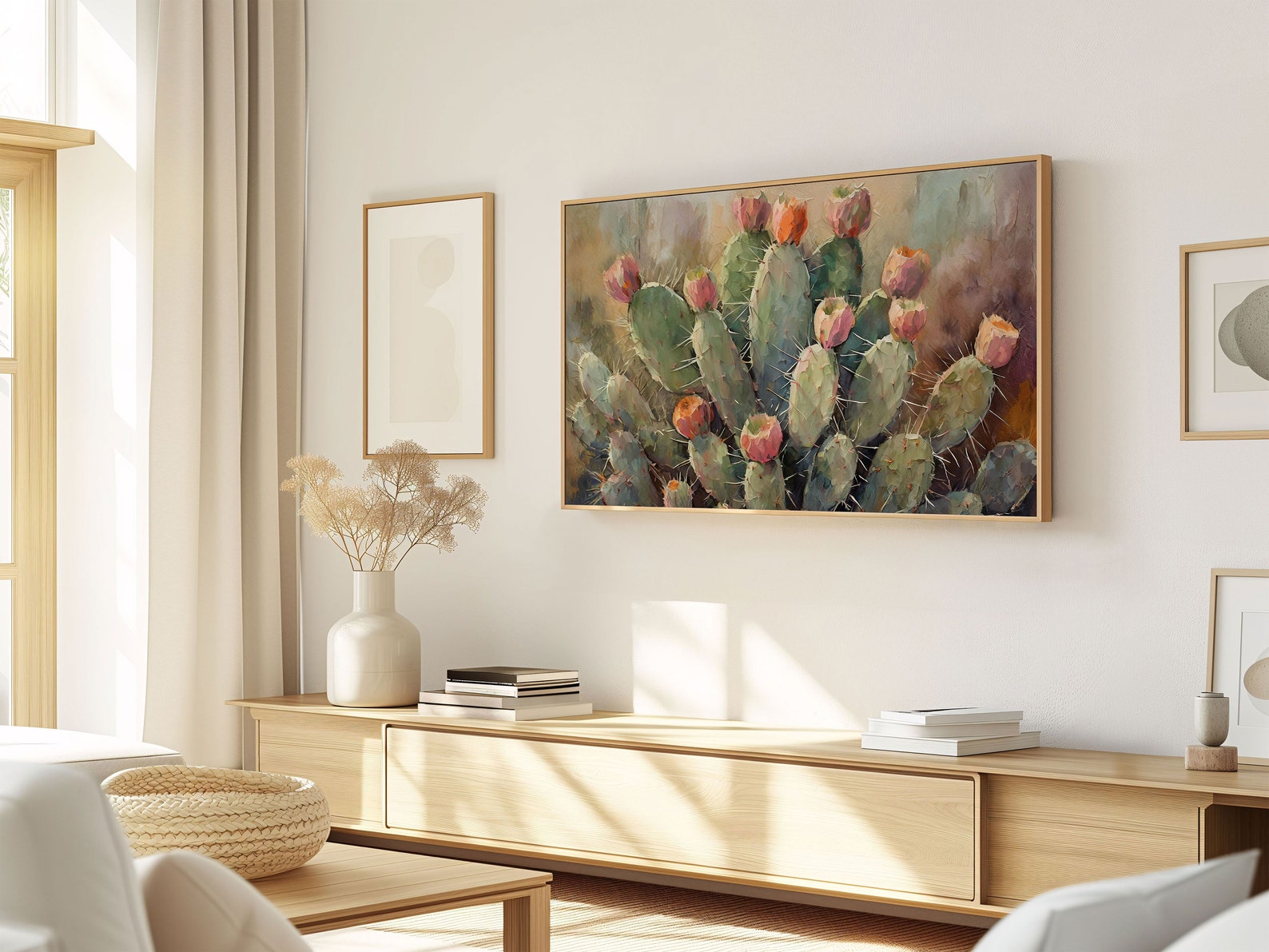 Western Art for Frame TV Cactus Painting of Desert Southwest Aesthetic Wallpaper Download for ...