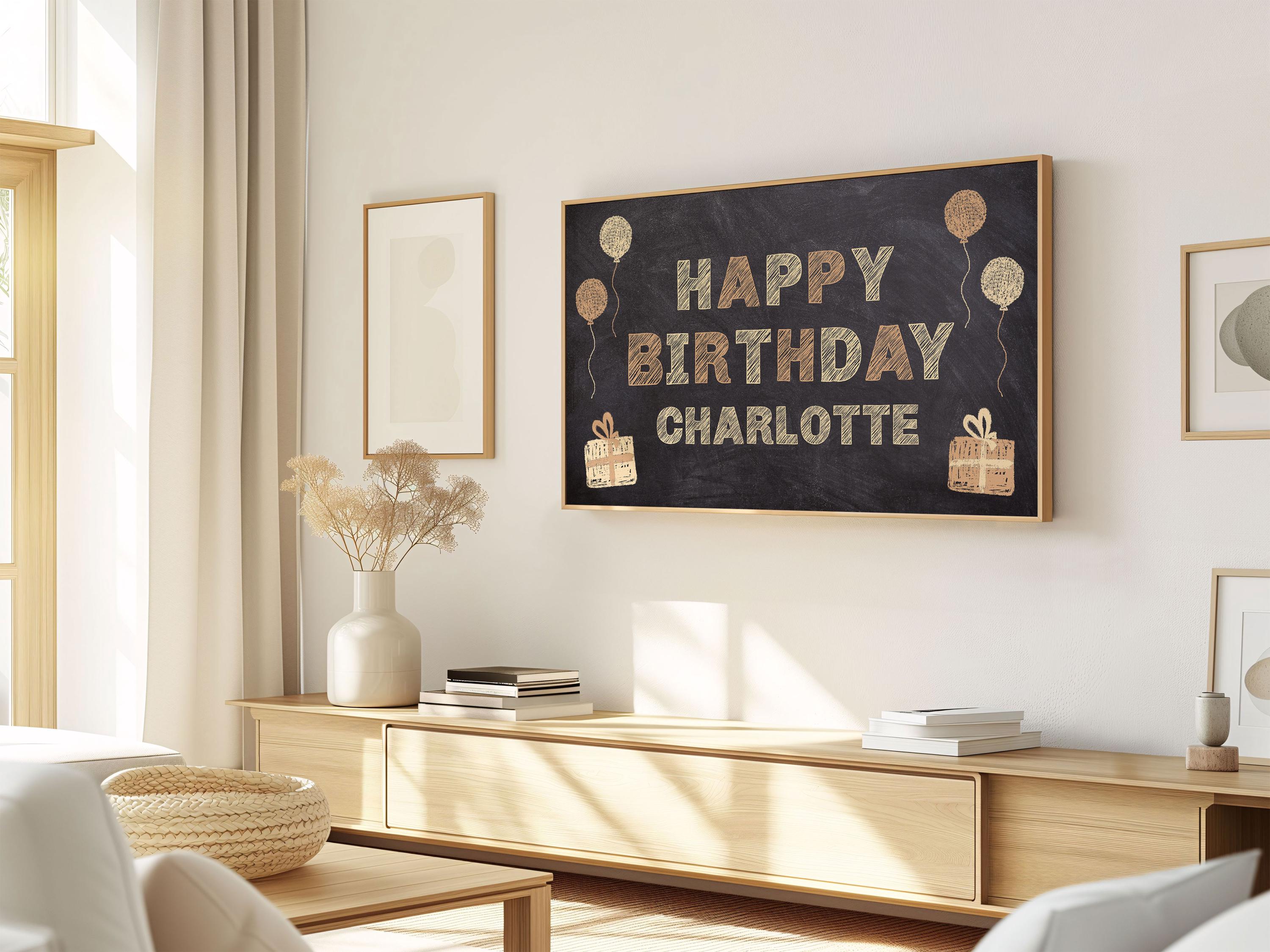 Custom Chalkboard Birthday Name Sign for Frame TV, Kids Birthday Banner ...