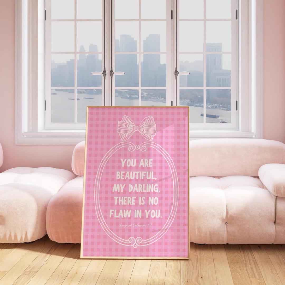 Preppy Pink Christian Printable Wall Art Bible Verse Scripture Dorm ...