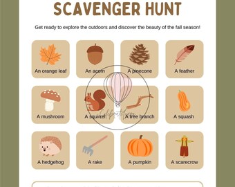 Thanksgiving Scavenger Hunt Kids Thanksgiving Game Printable - Etsy