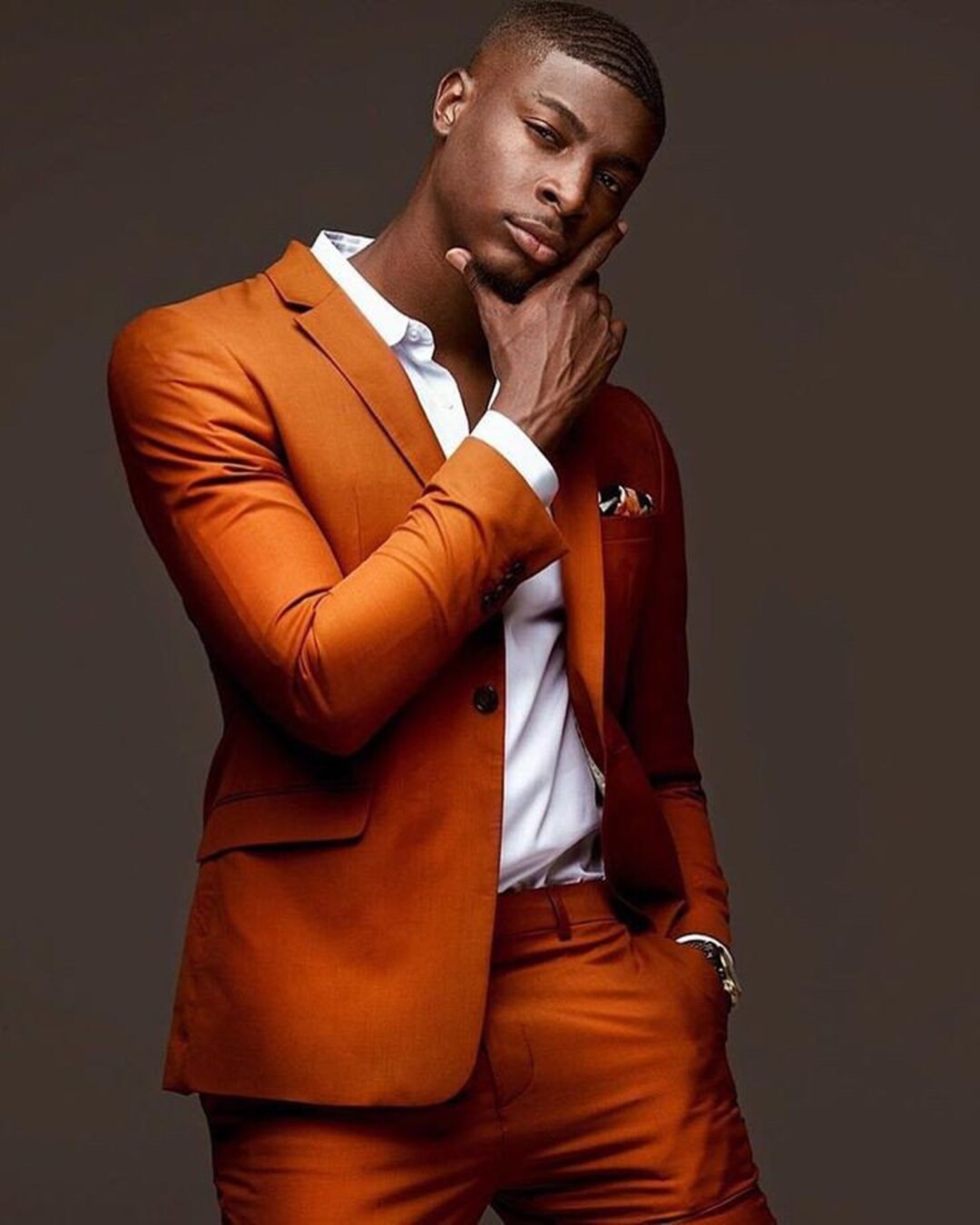 Men's Luxury Rust Orange 2 Piece Suit: Groom Suit, Ethnic Wedding Wear ...