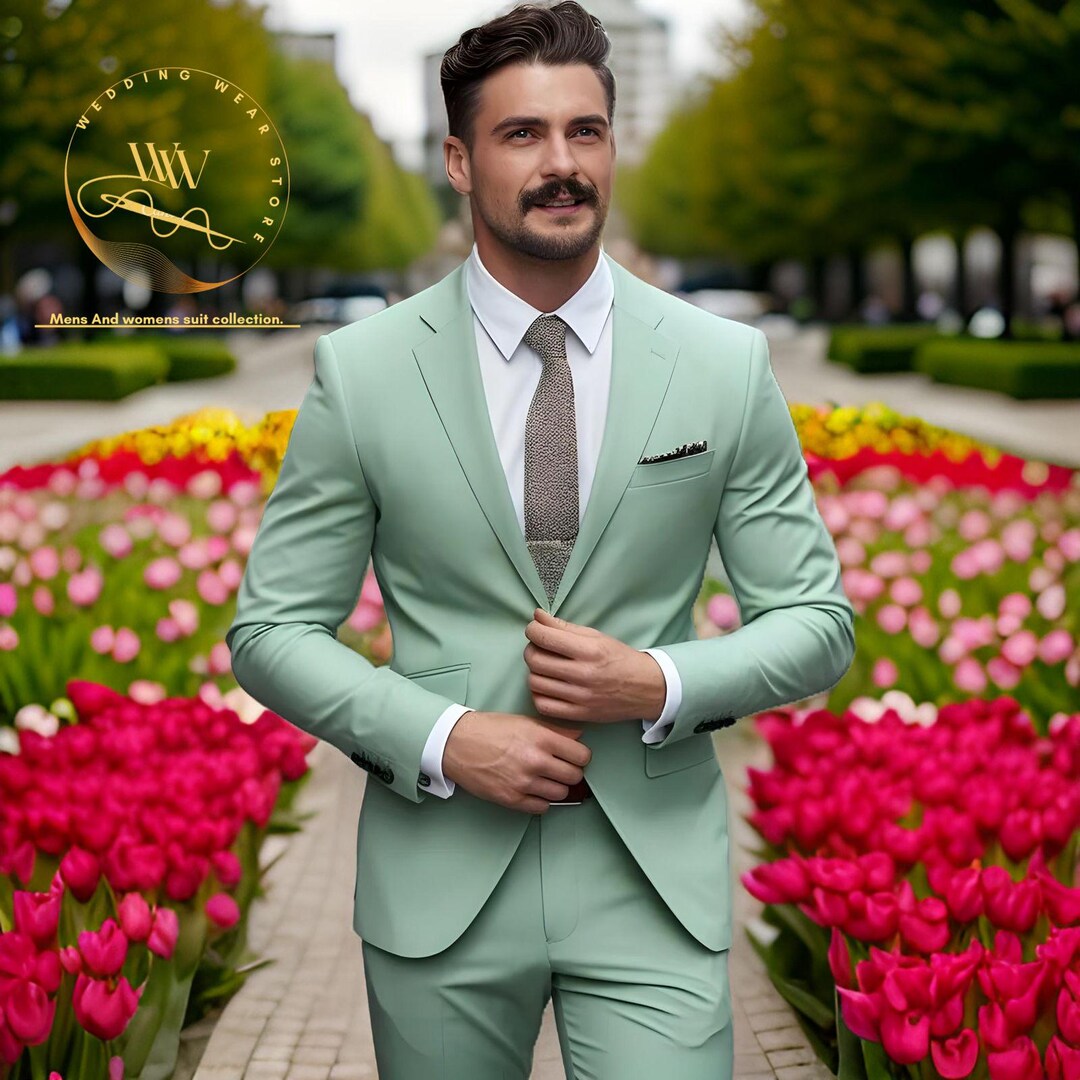 Men's Mint Green Suit, Custom Fit Wedding Suit - Etsy