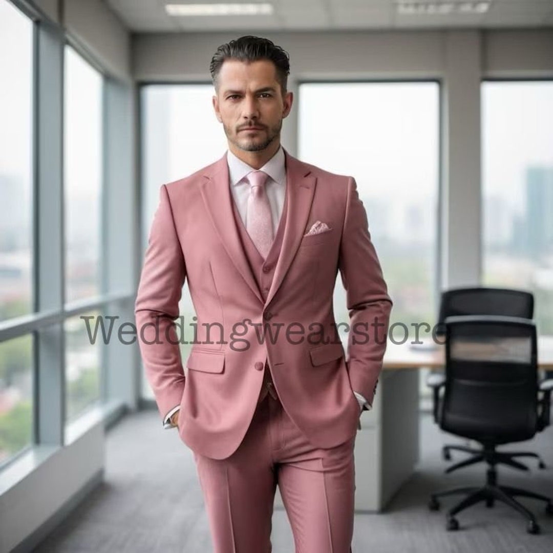 Men's Dusty Rose 3 Piece Suits, Wedding Suits,groom Suits, Suits for ...