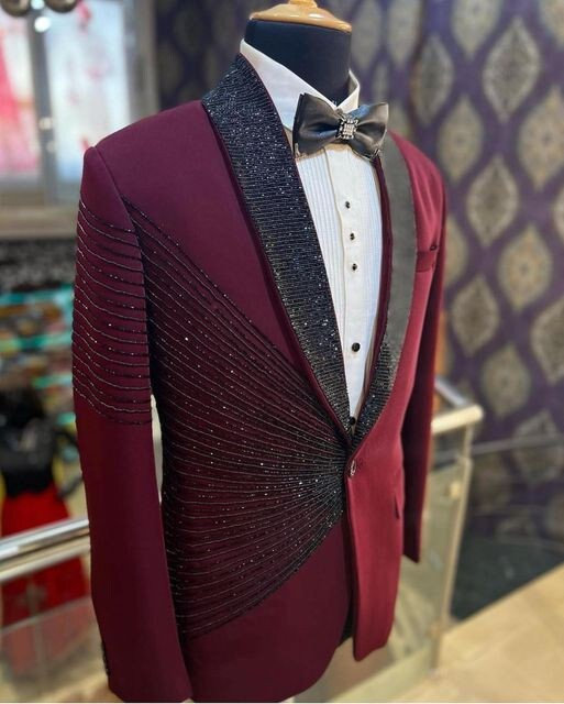 Embroidery Suit, for Men Maroon Suit, Wedding Wear Two Piece Suit ...