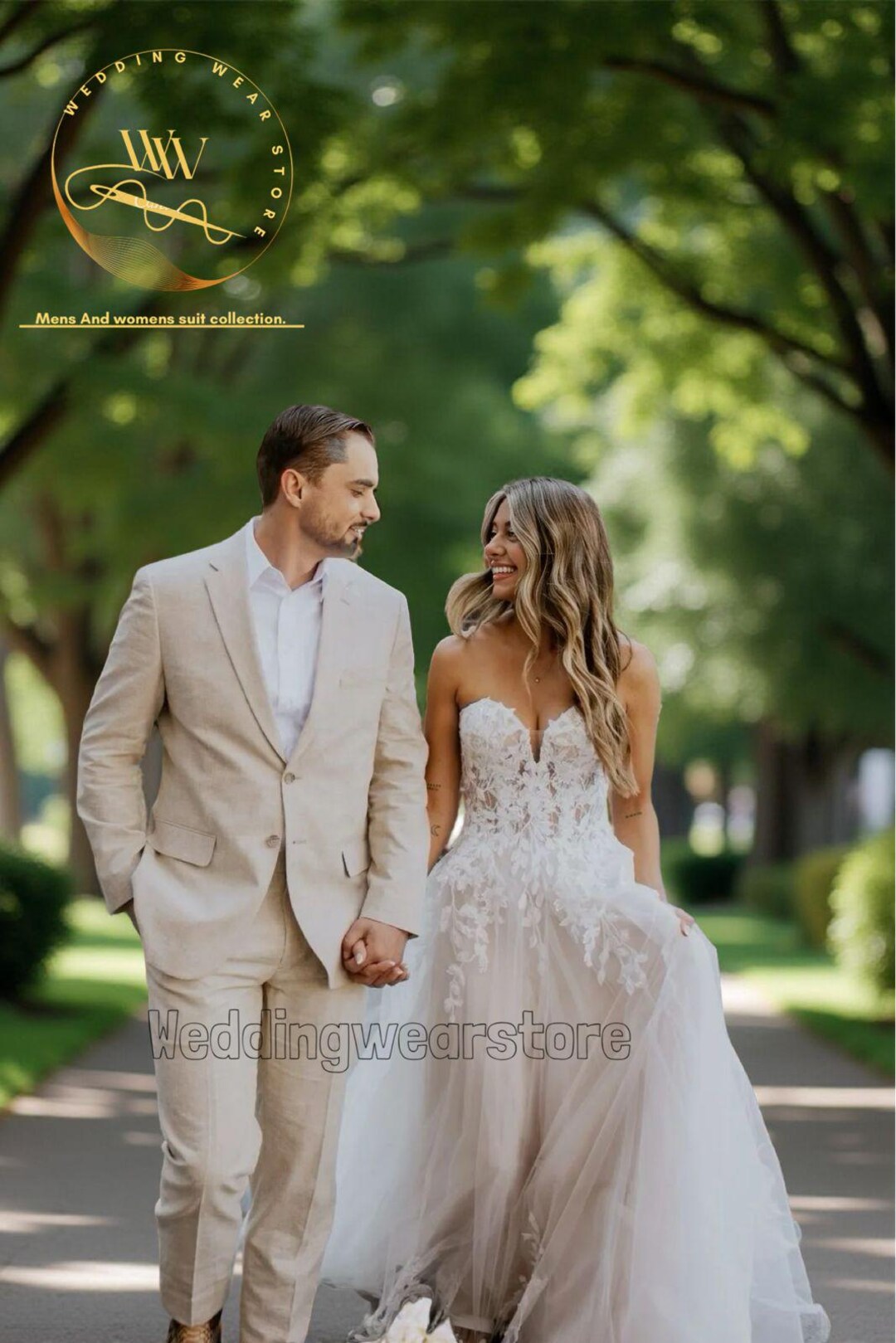 Men's Beige Linen 2 Piece Suit: Bespoke Attire Wedding Suit Groom's ...