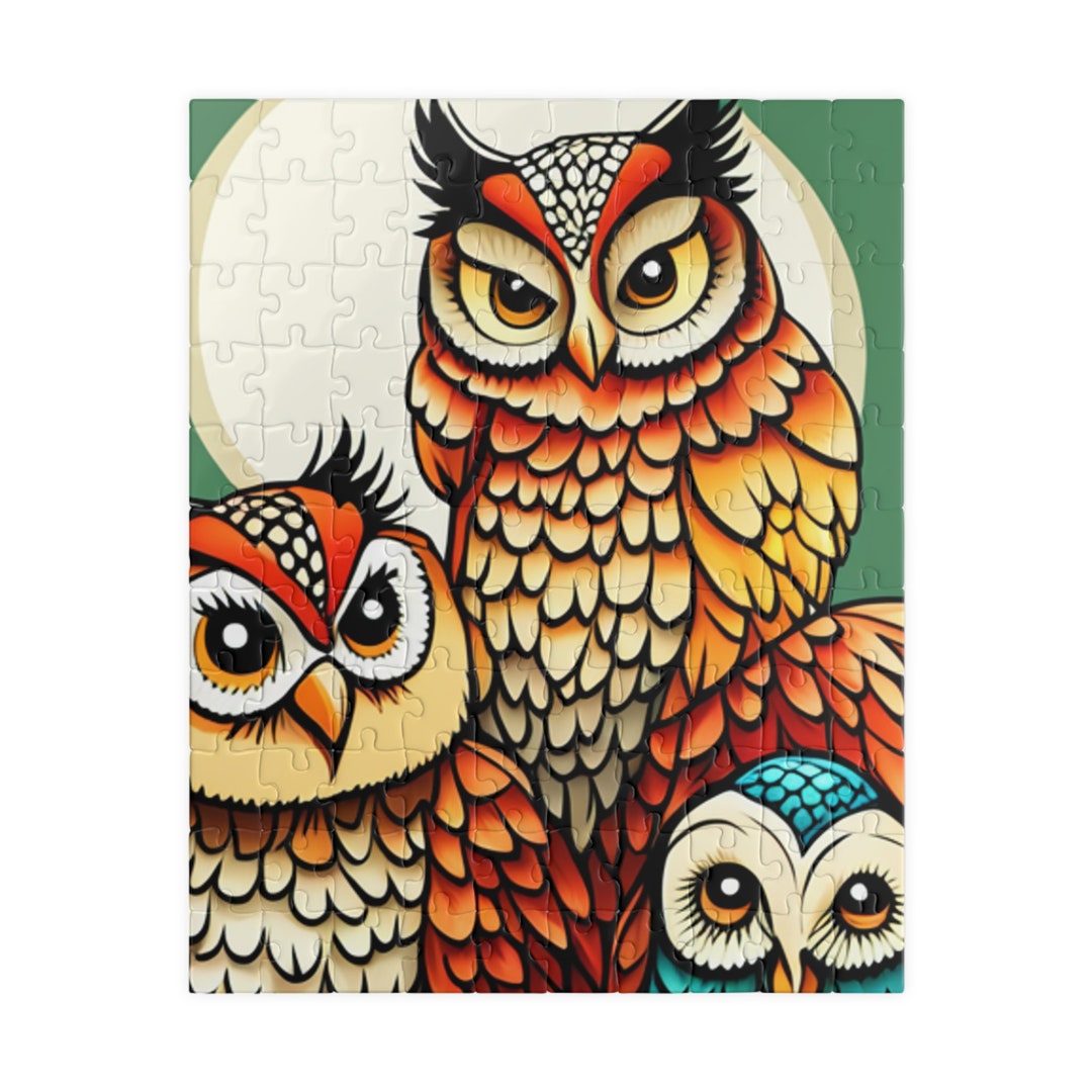 Trio of Owls Puzzle (110, 252, 520, 1014-piece), Owl Puzzle, Unique ...
