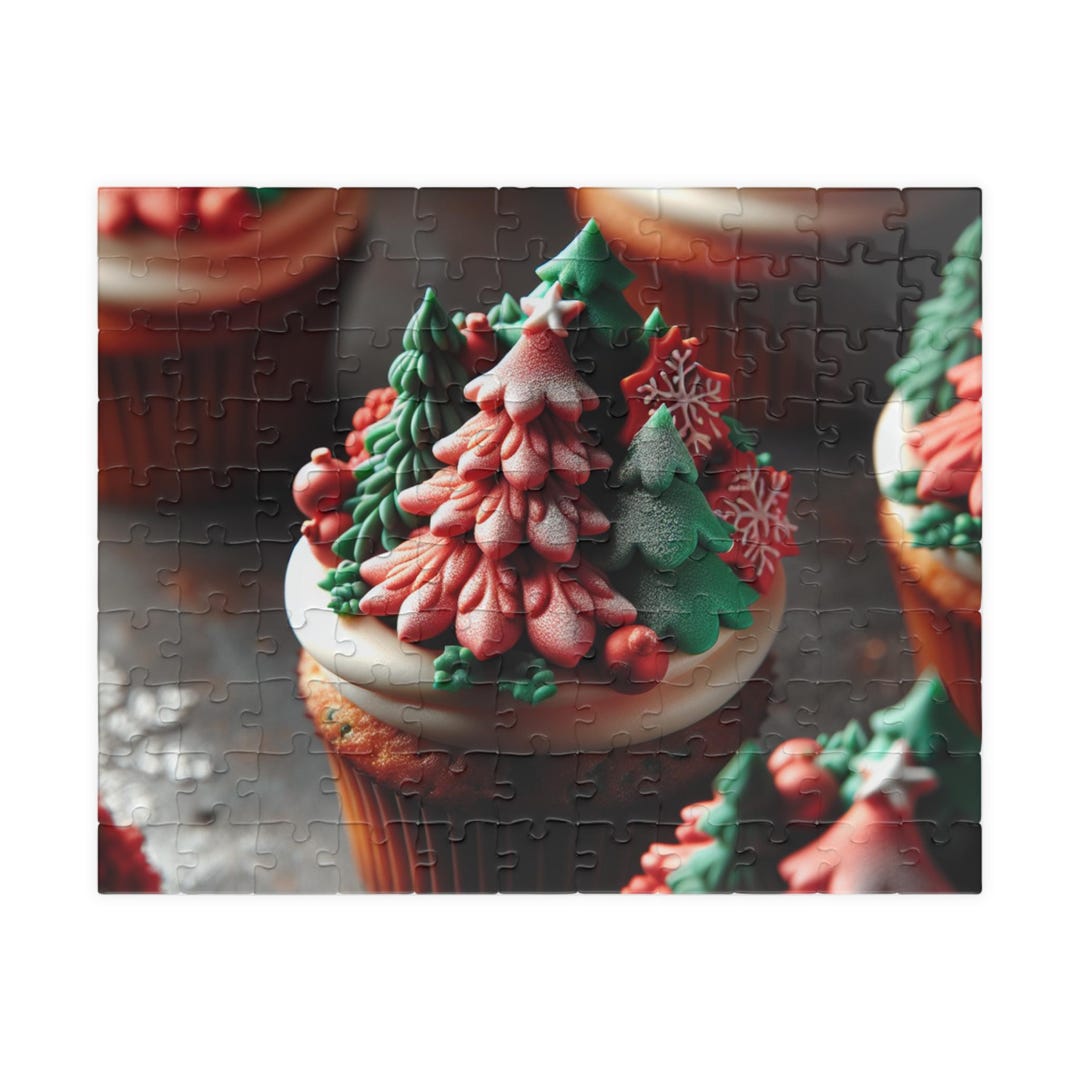 Christmas Cupcake Puzzle, Holiday Baking Jigsaw, Festive Dessert Game ...