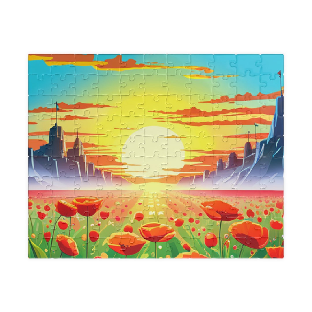 Sunset Poppy Puzzle (110, 252, 520, 1014-piece), Sunset Lover Gift ...