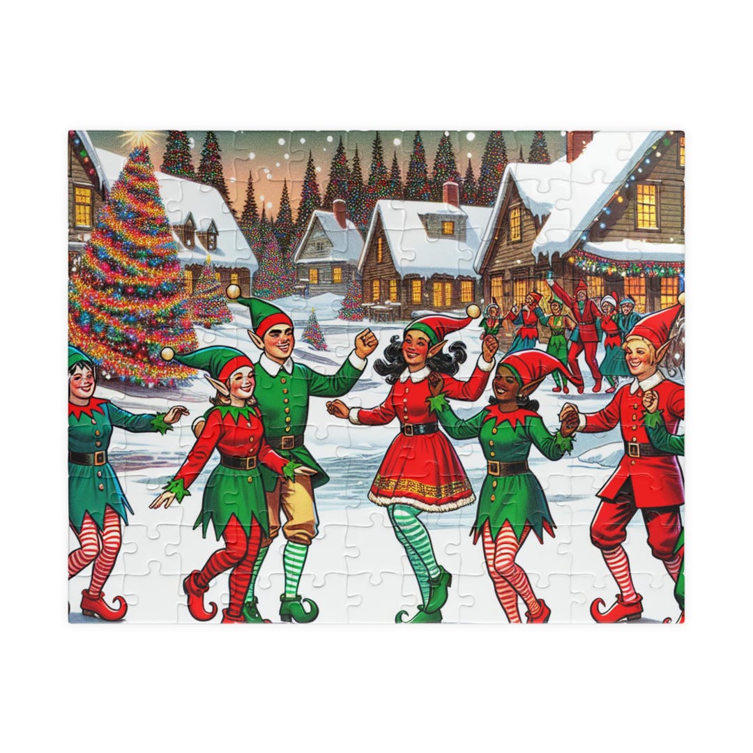 Jigsaw Puzzle, Elves Dancing at the North Pole Puzzle, Christmas Puzzle ...