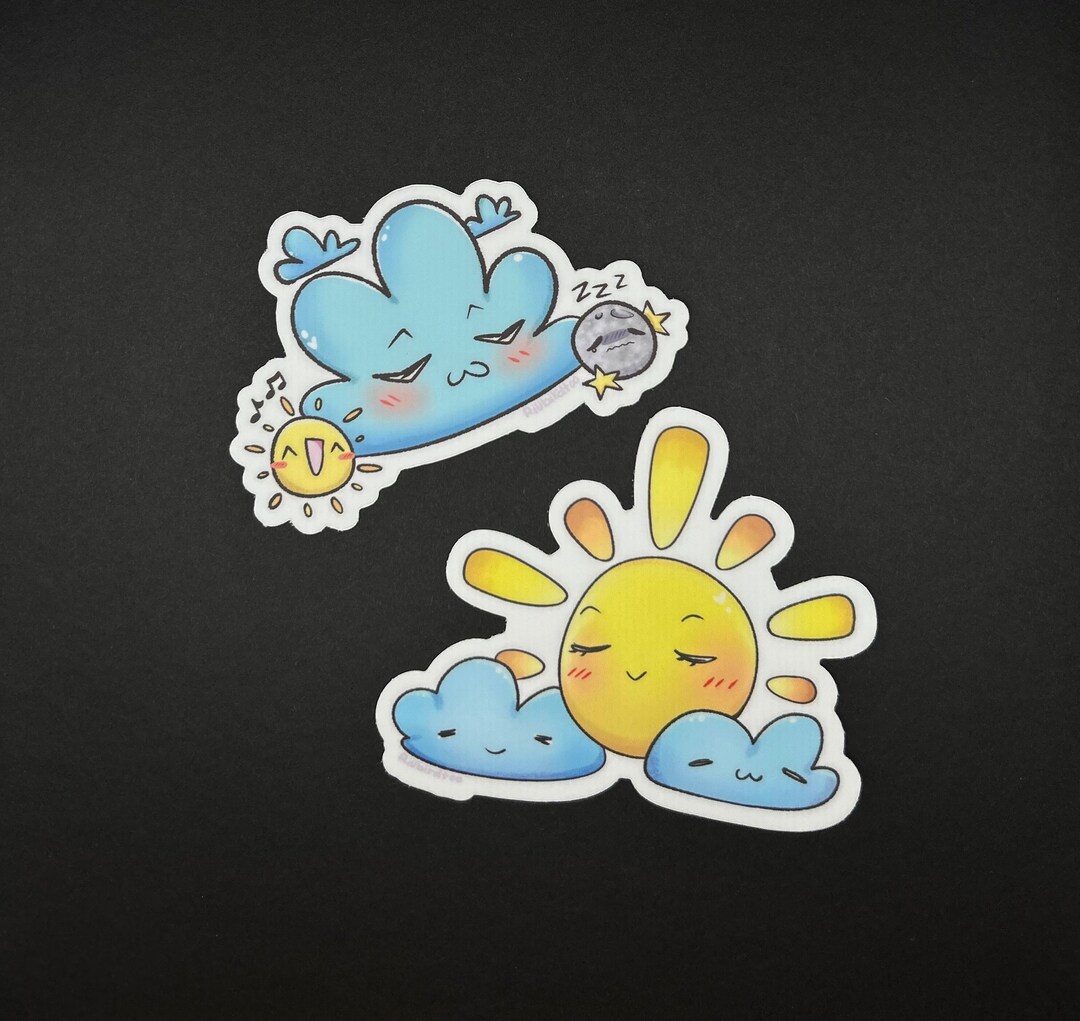 Cute Happy Cloud and Happy Sun |matte Waterproof Vinyl Gift Sticker| - Etsy
