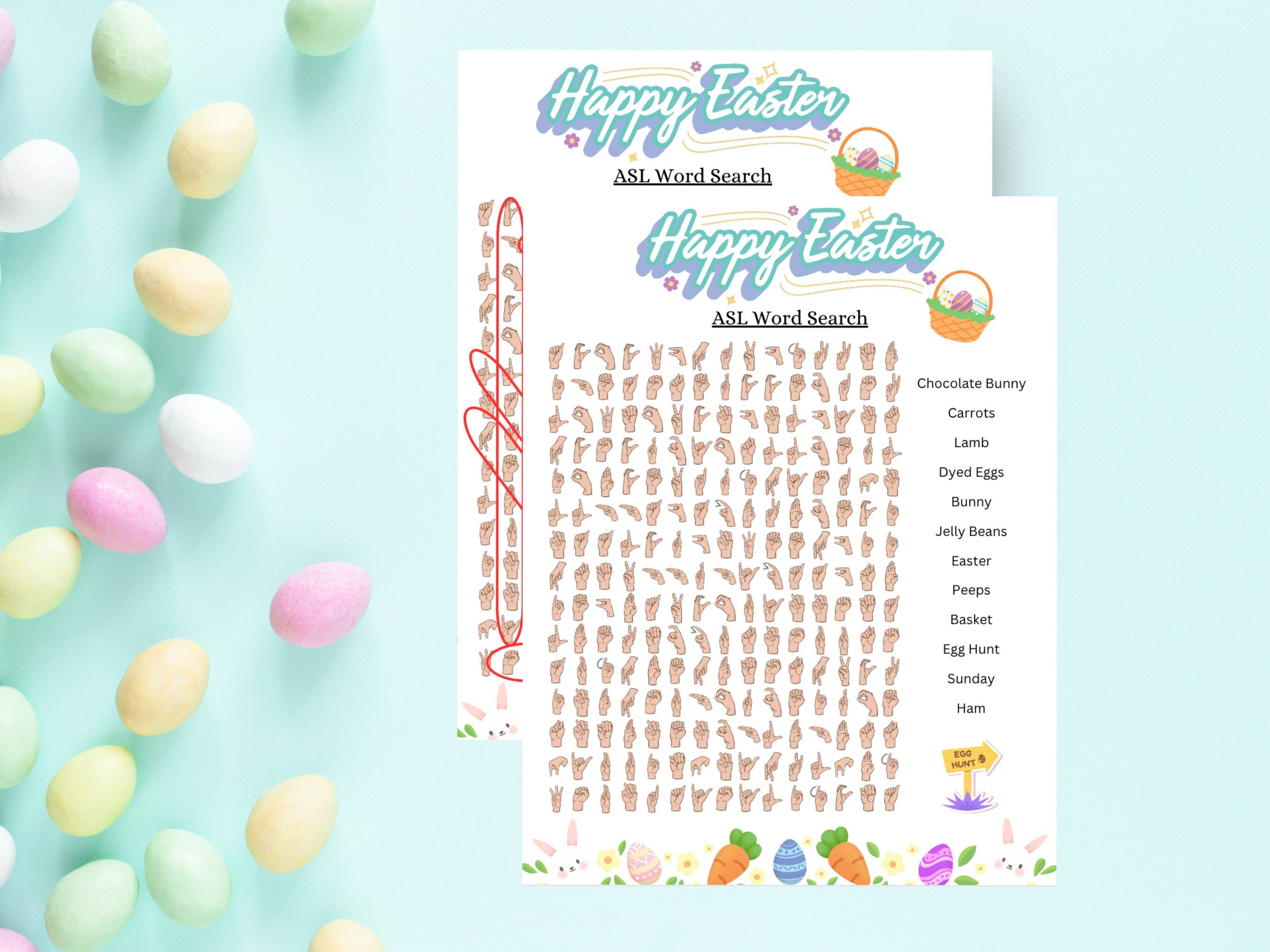 12 Word Easter ASL Printable Word Search - Etsy