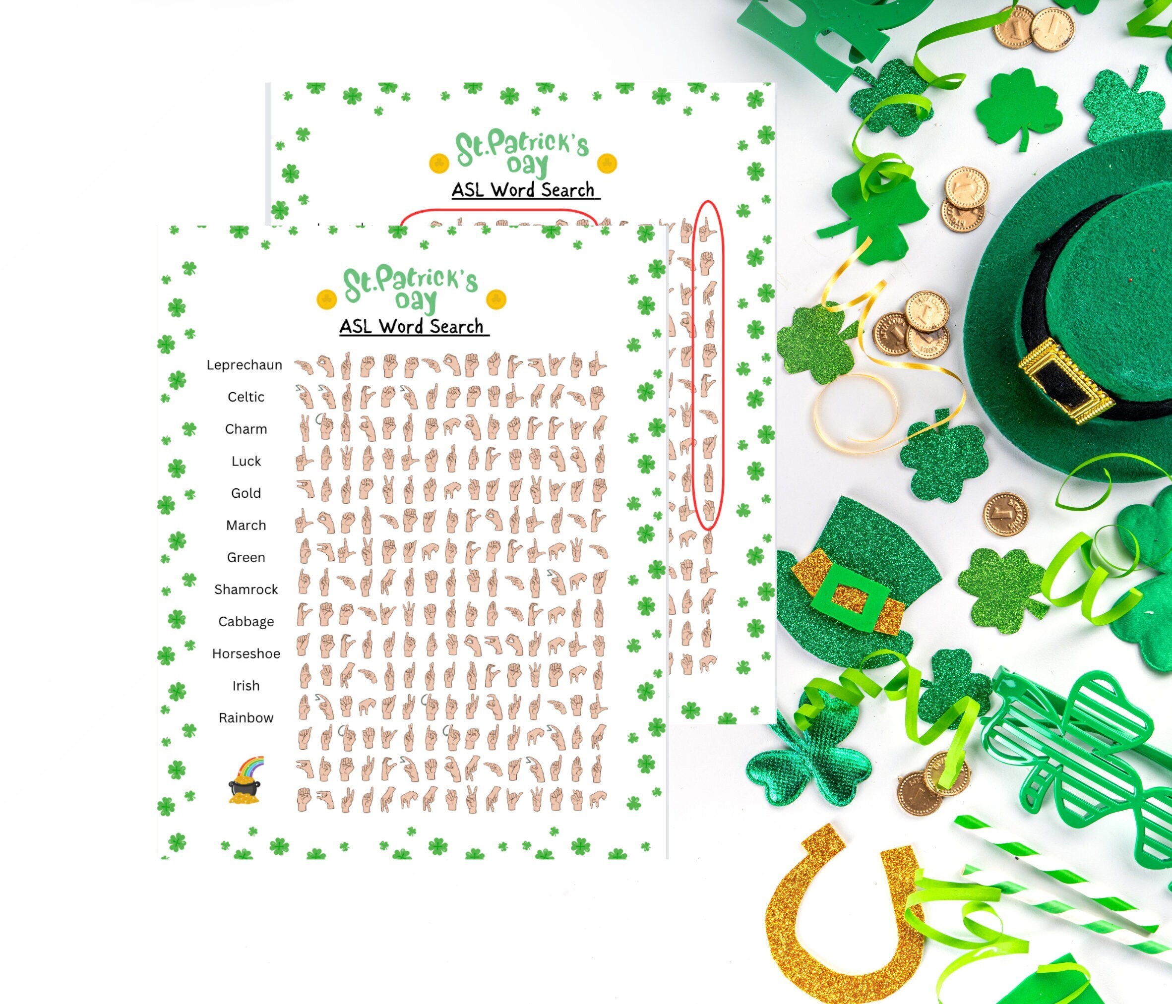 12 Word St. Patrick's Day ASL Printable Word Search - Etsy