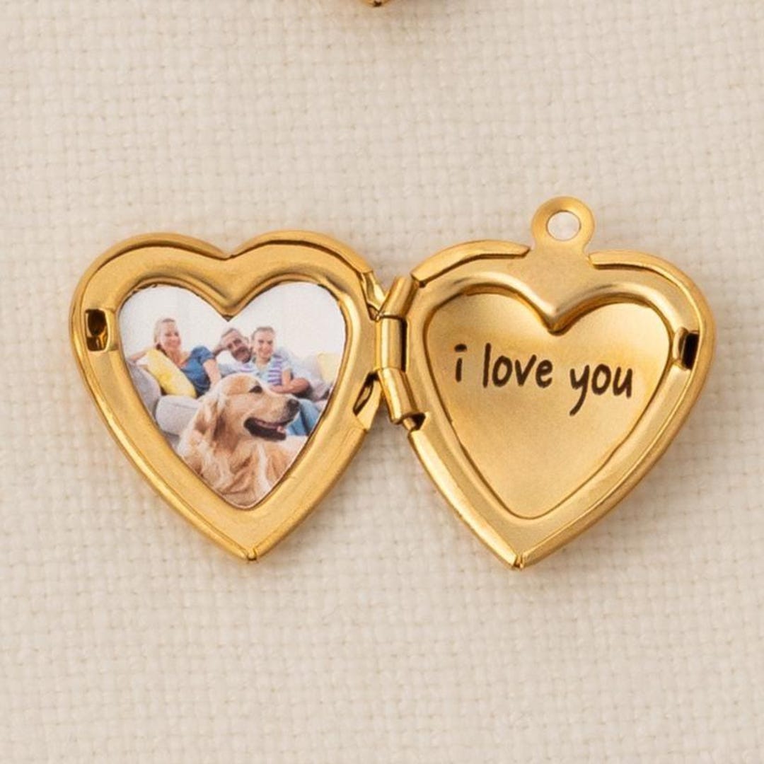Gold Pet Locket, Heart Photo Locket Necklace, 18k Gold Custom Pet ...