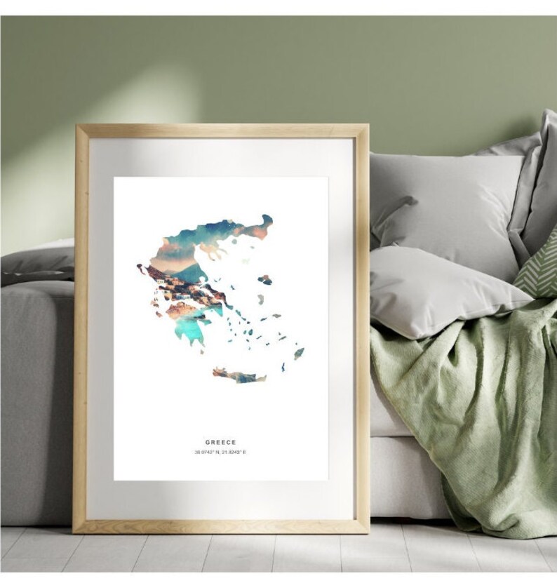 Greece Watercolor Print Greece Poster Greece Map - Etsy