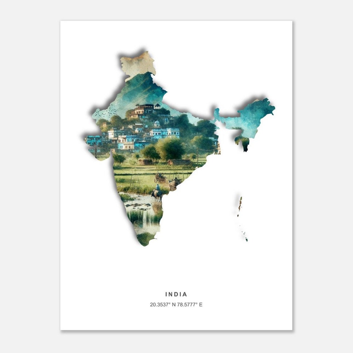 India Watercolor Print India Poster India Canvas - Etsy
