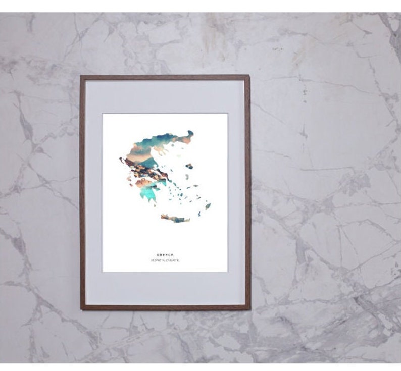 Greece Watercolor Print Greece Poster Greece Map - Etsy