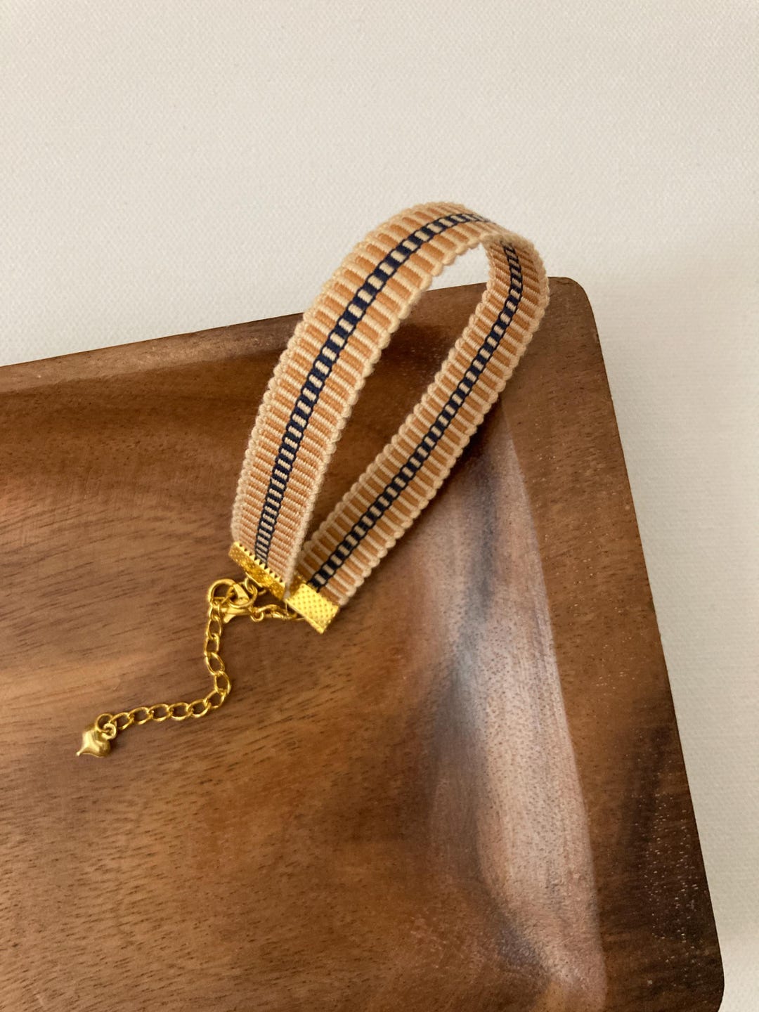 Japanese Sanada Himo Bracelet: Gold Plated Adjustable Cotton Cord - Etsy