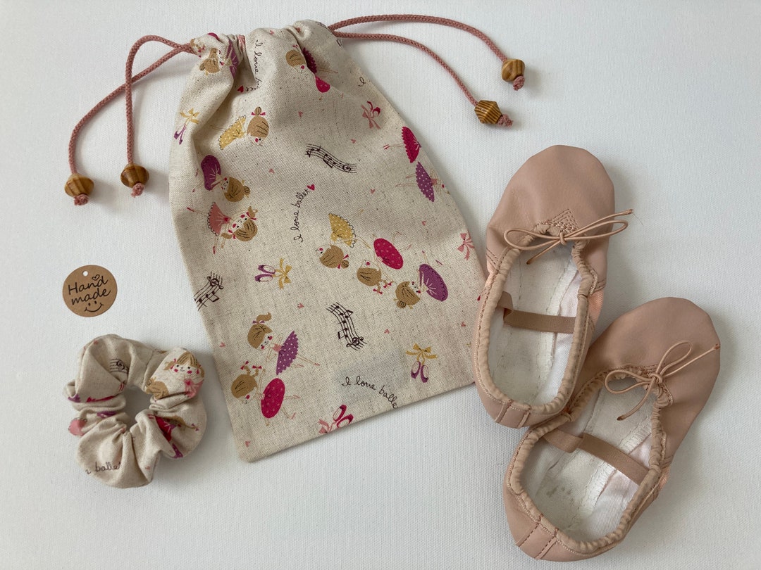 Kids Ballet Shoe Bag & Scrunchie Set: Beige Canvas, Odor Eliminating - Etsy