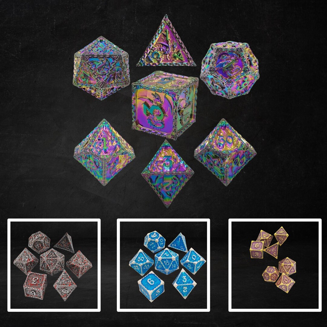 Unique Dice DND Metal Dice Set GM Tools D10 Roleplaying Dice Tabletop ...