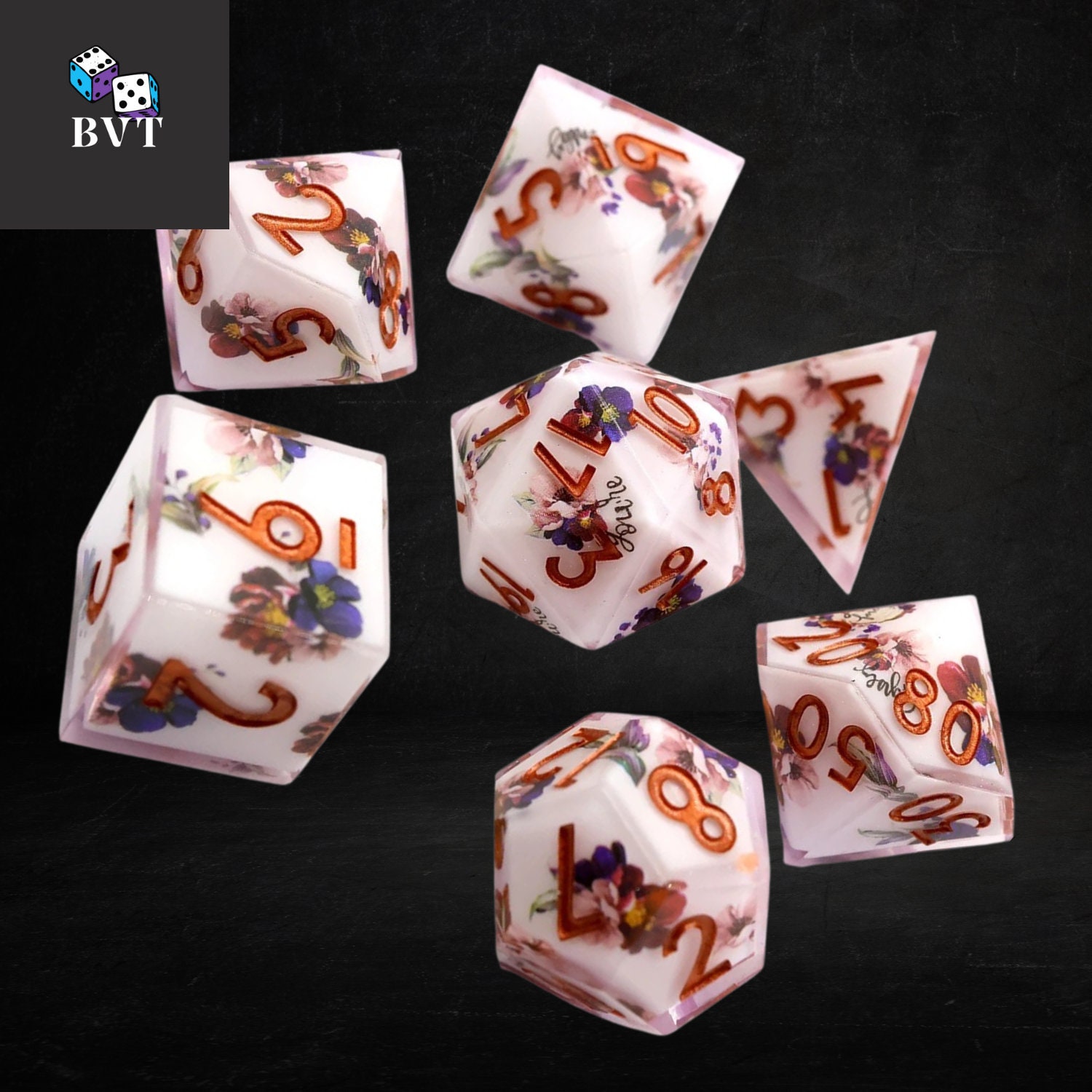 Layer Dice Set RPG D&D Dungeons and Dragons DND Polyhedral Dice D20 D100 D12 D10 D8 D6 D4 Flower ...