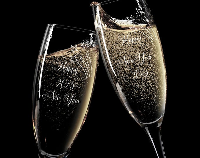 Laser-engraved New Year Champagne Flutes, With or Without a Year, Are ...