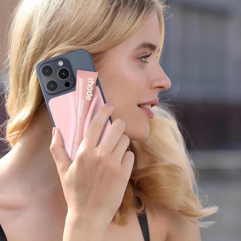 Pink Silicone Lip Gloss Holder for Cell Phone Lipstick Lip Glaze Phone ...