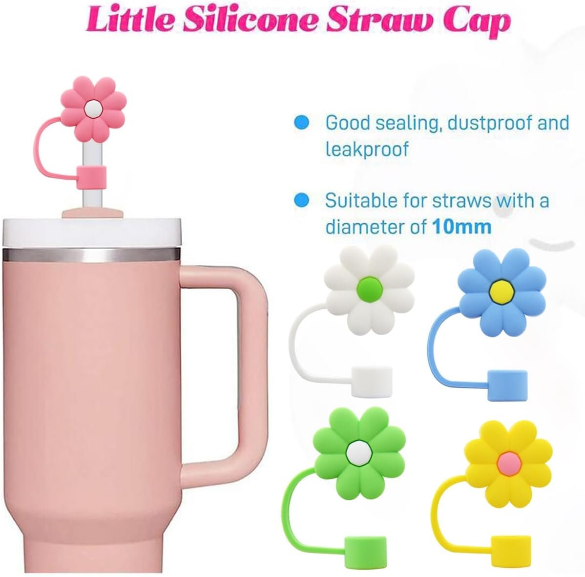 Flower Stanley Straw Topper Cover Stanley Straw Charms Topper Drink Cup ...