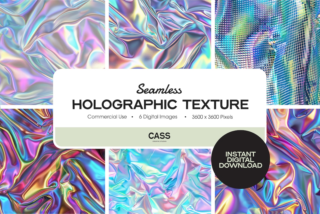 HOLOGRAPHIC TEXTURE Seamless Digital Paper, CHROME Pattern, Instant ...