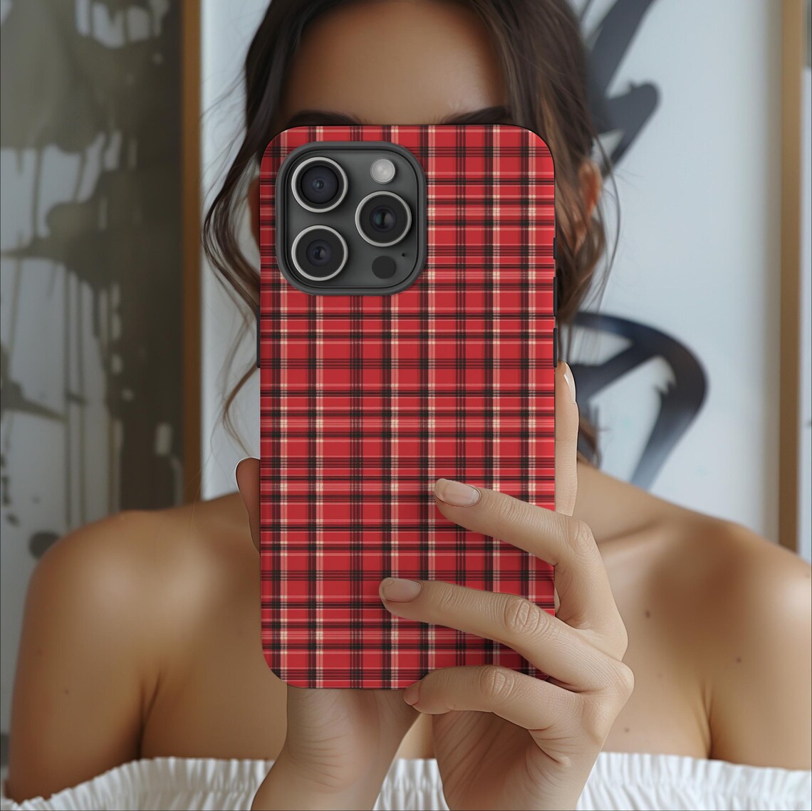 Plaid Red Winter Checkered Tartan Phone Case, Trendy Phone Case, iPhone ...