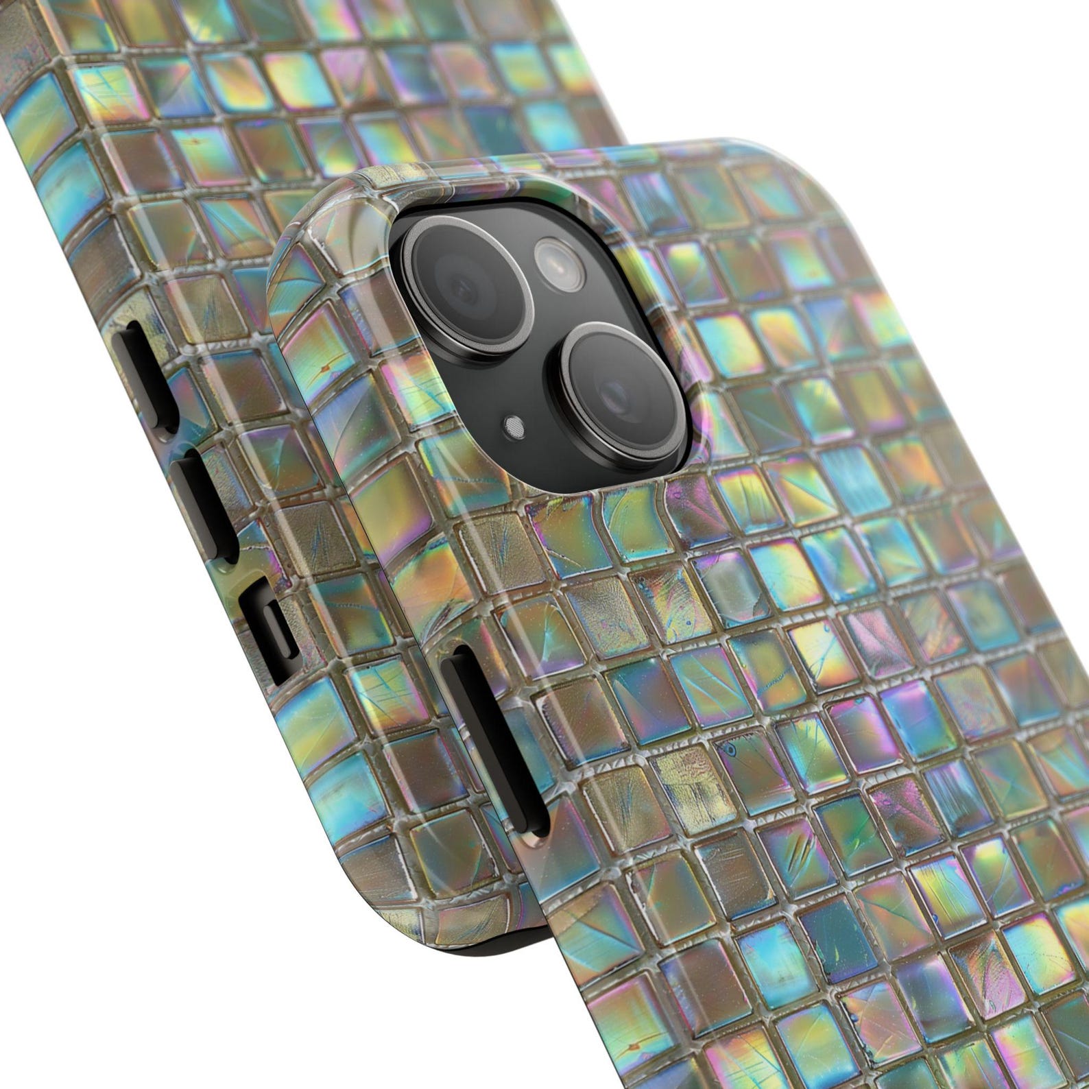 Iridescent Mosaic Tile Phone Case, Holographic Pattern, Trendy, iPhone ...