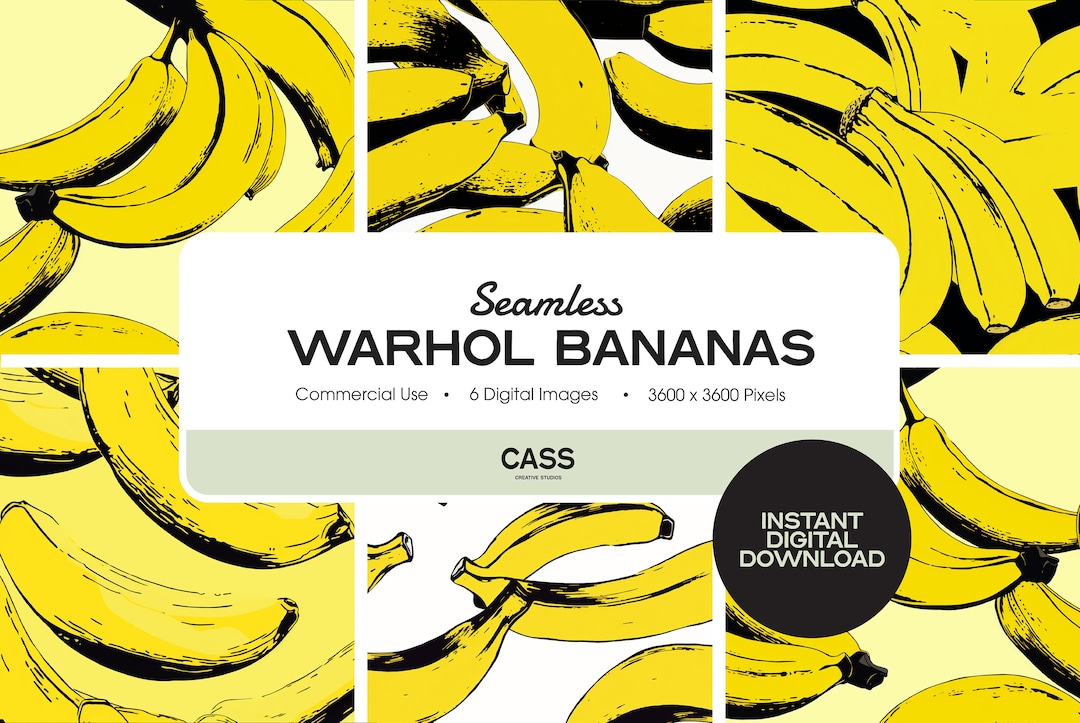 Vintage Warhol Bananas Seamless Digital Papers, Vintage Fruit Pattern, Instant Download ...