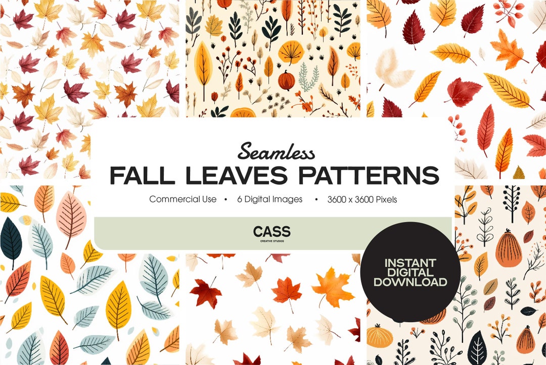 Fall Autumn Leaves Seamless Digital Paper, Fall Seasonal Pattern ...