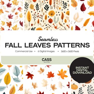 Fall Autumn Leaves Seamless Digital Paper, Fall Seasonal Pattern ...