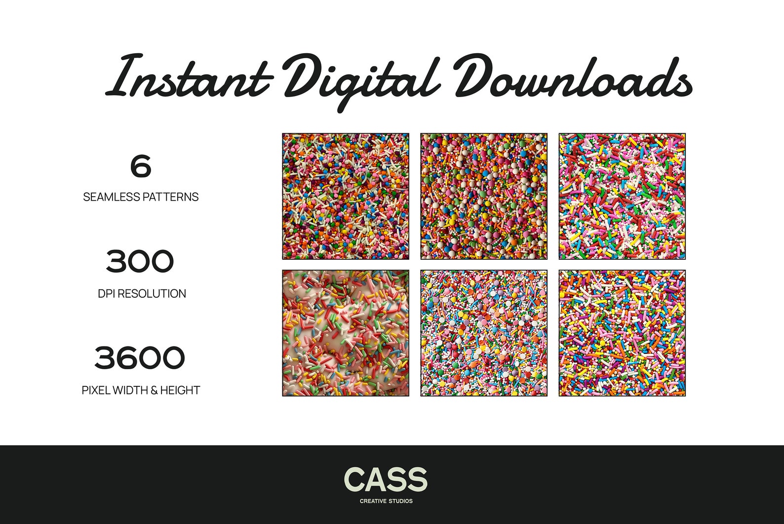 RAINBOW SPRINKLES Seamless Digital Papers - SWEETS Patterns, Instant ...