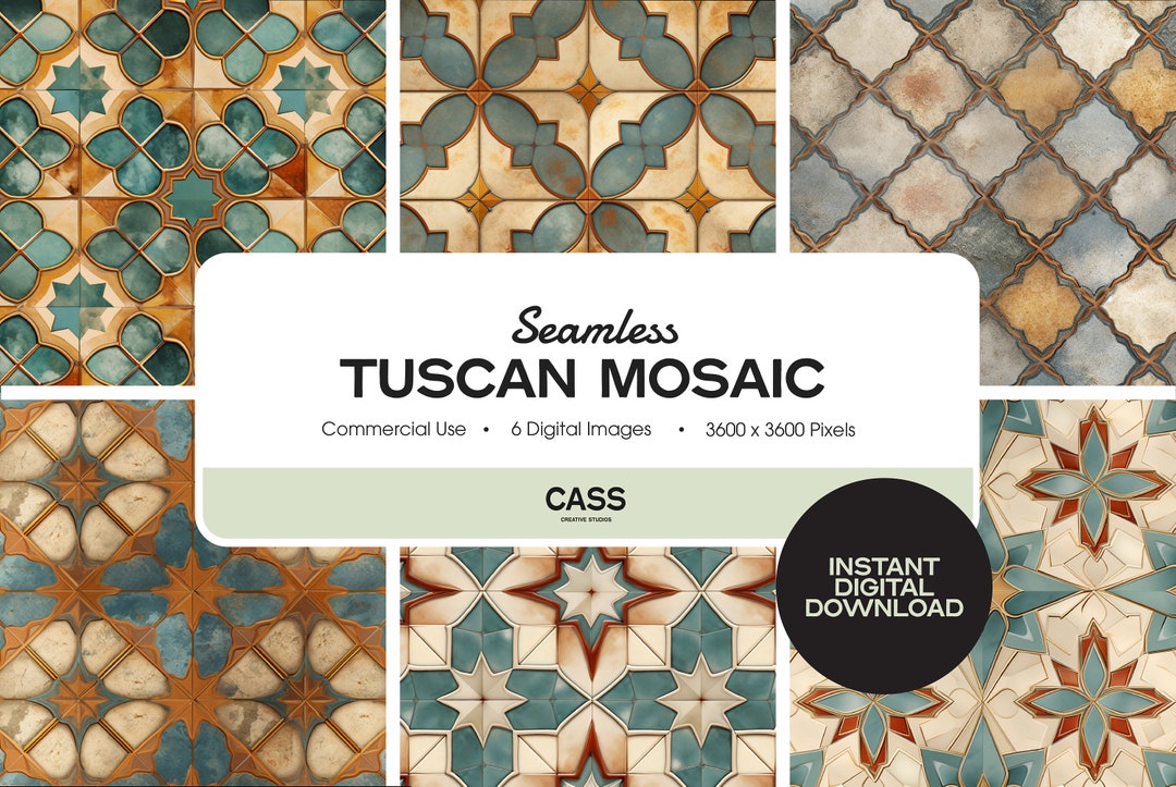Tuscan Mosaic Seamless Digital Paper Pattern, Instant Download ...