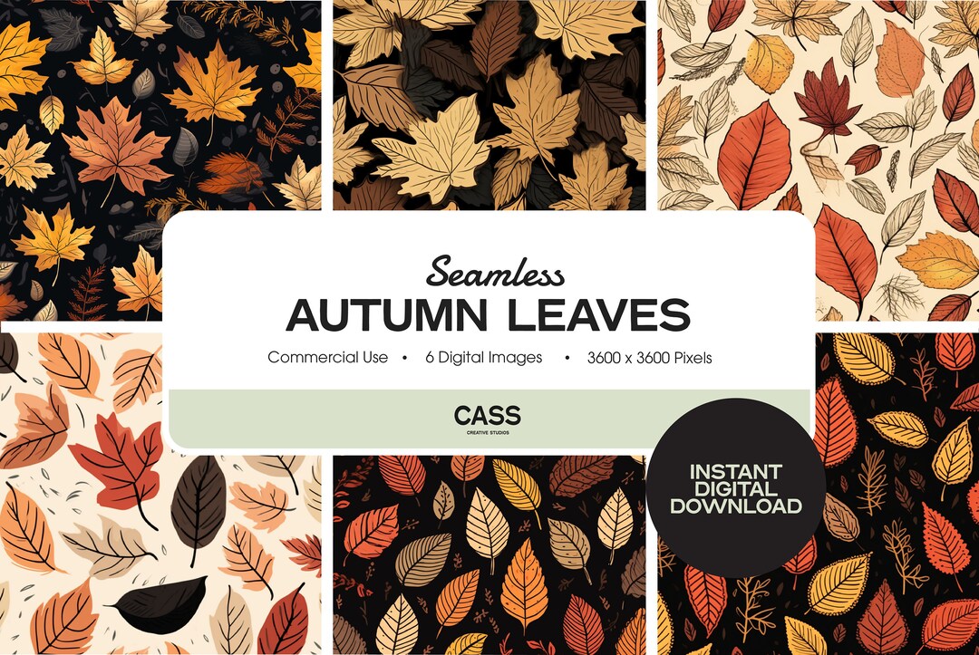 Autumn Leaves Seamless Digital Papers, Fall Pattern, Instant Download ...