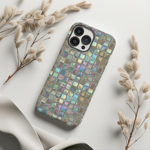 Iridescent Mosaic Tile Phone Case, Holographic Pattern, Trendy, iPhone ...