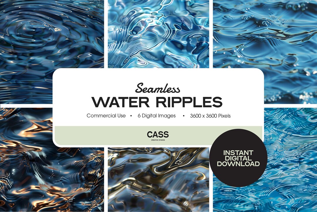 WATER RIPPLES Seamless Digital Papers - OCEAN Patterns, Instant ...