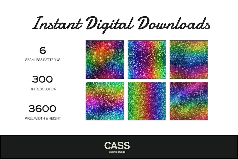 Rainbow Glitter Seamless Digital Paper, Sparkle Pattern, Instant ...
