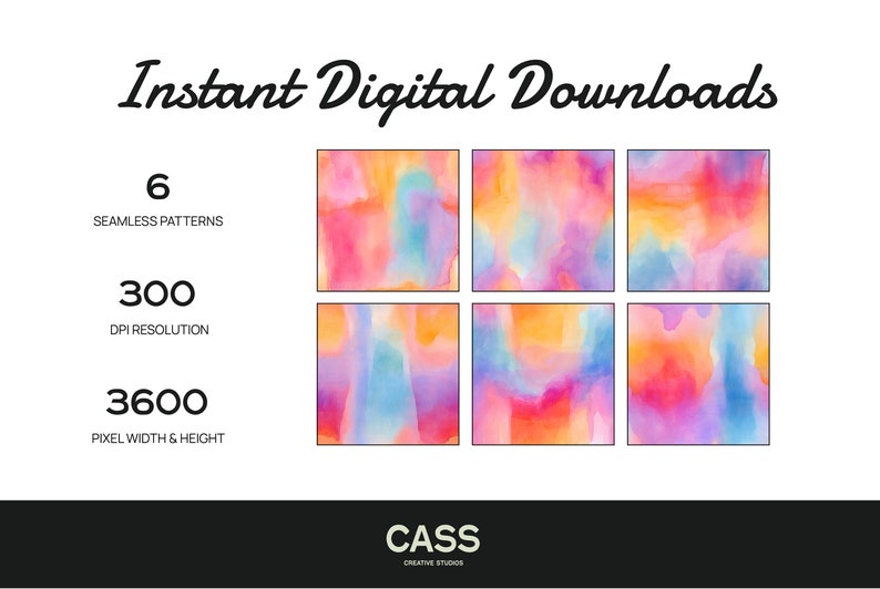 AURORA WATERCOLOR Seamless Digital Paper Pack, High-quality Printable ...