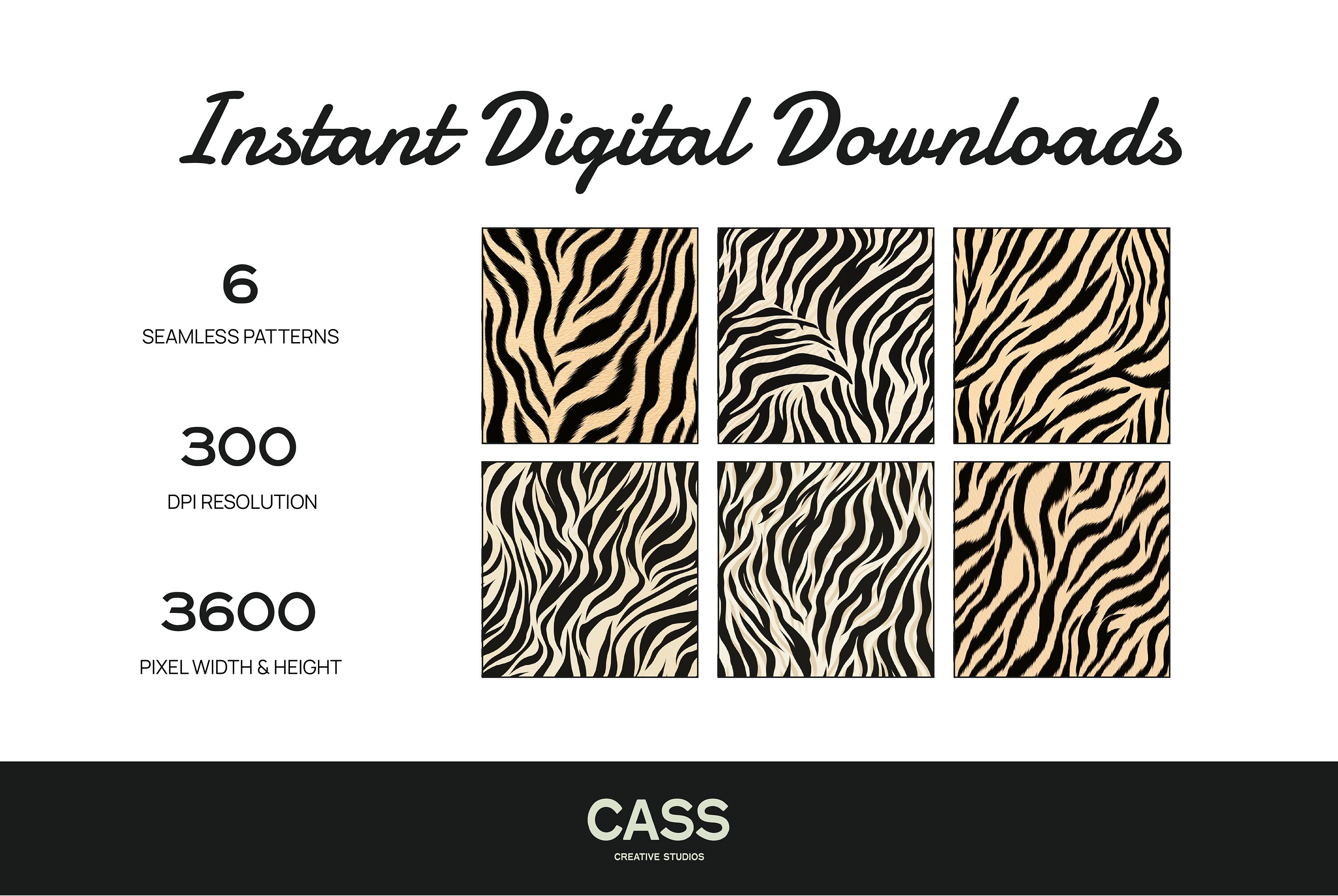 Vintage Zebra Seamless Digital Papers, Animal Print Pattern, Instant ...